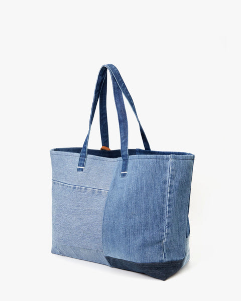 Voile Tote | Washed Denim Patchwork – Well Heeled