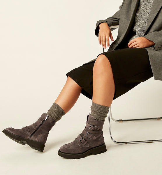 Benwin Bootie | Charcoal Suede – Well Heeled