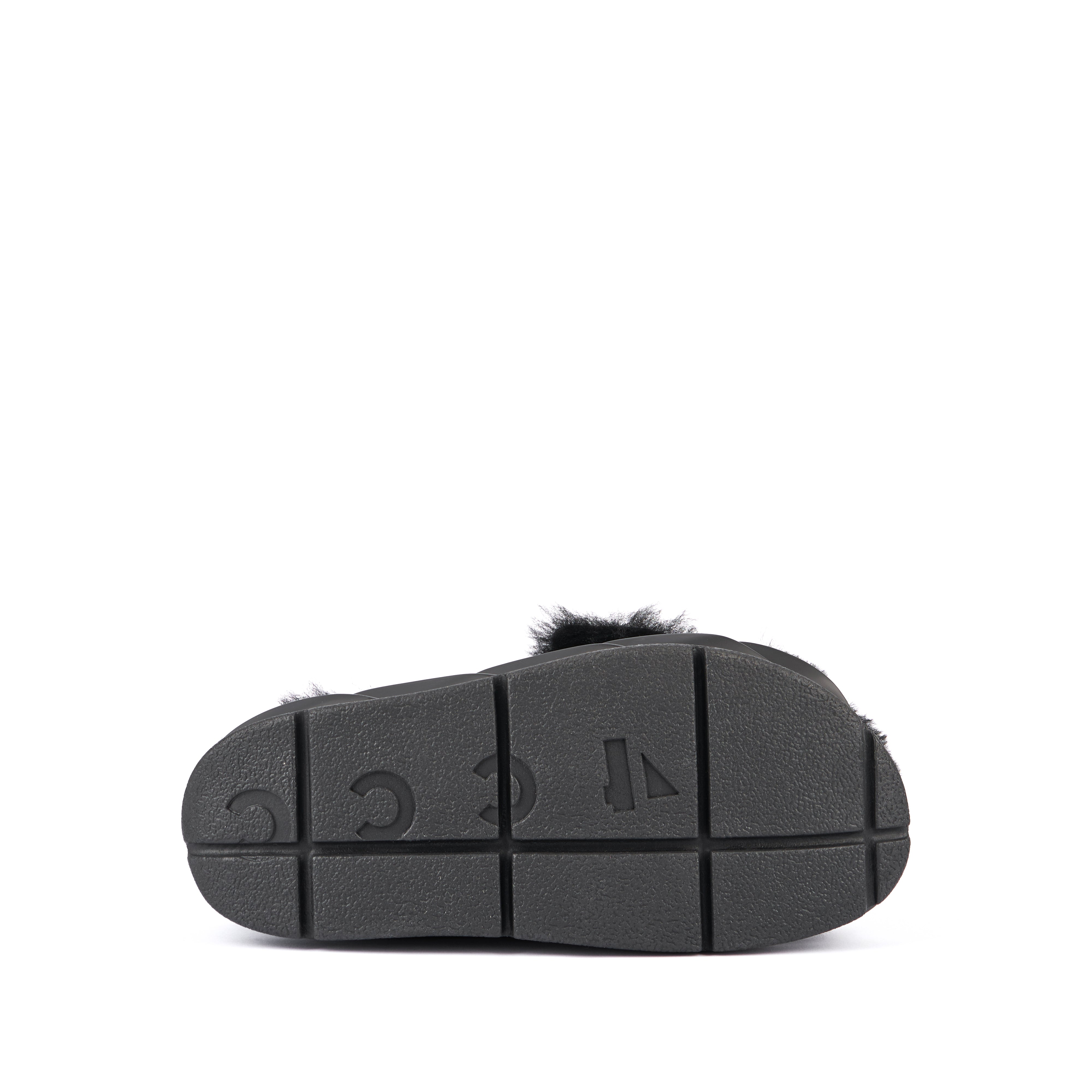 Mellow Shearling Laze Slide | Black Nappa – Well Heeled