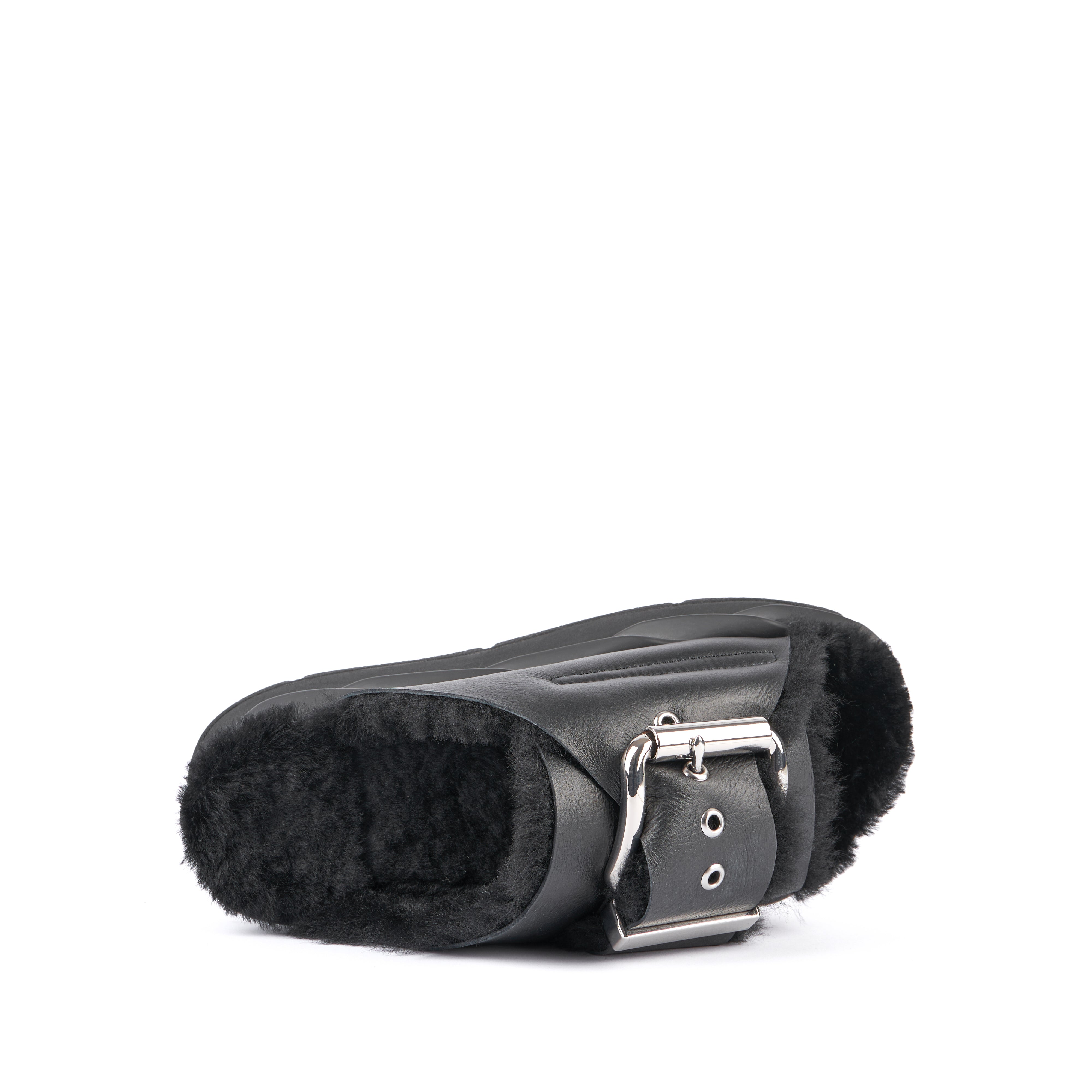 Mellow Shearling Laze Slide | Black Nappa – Well Heeled