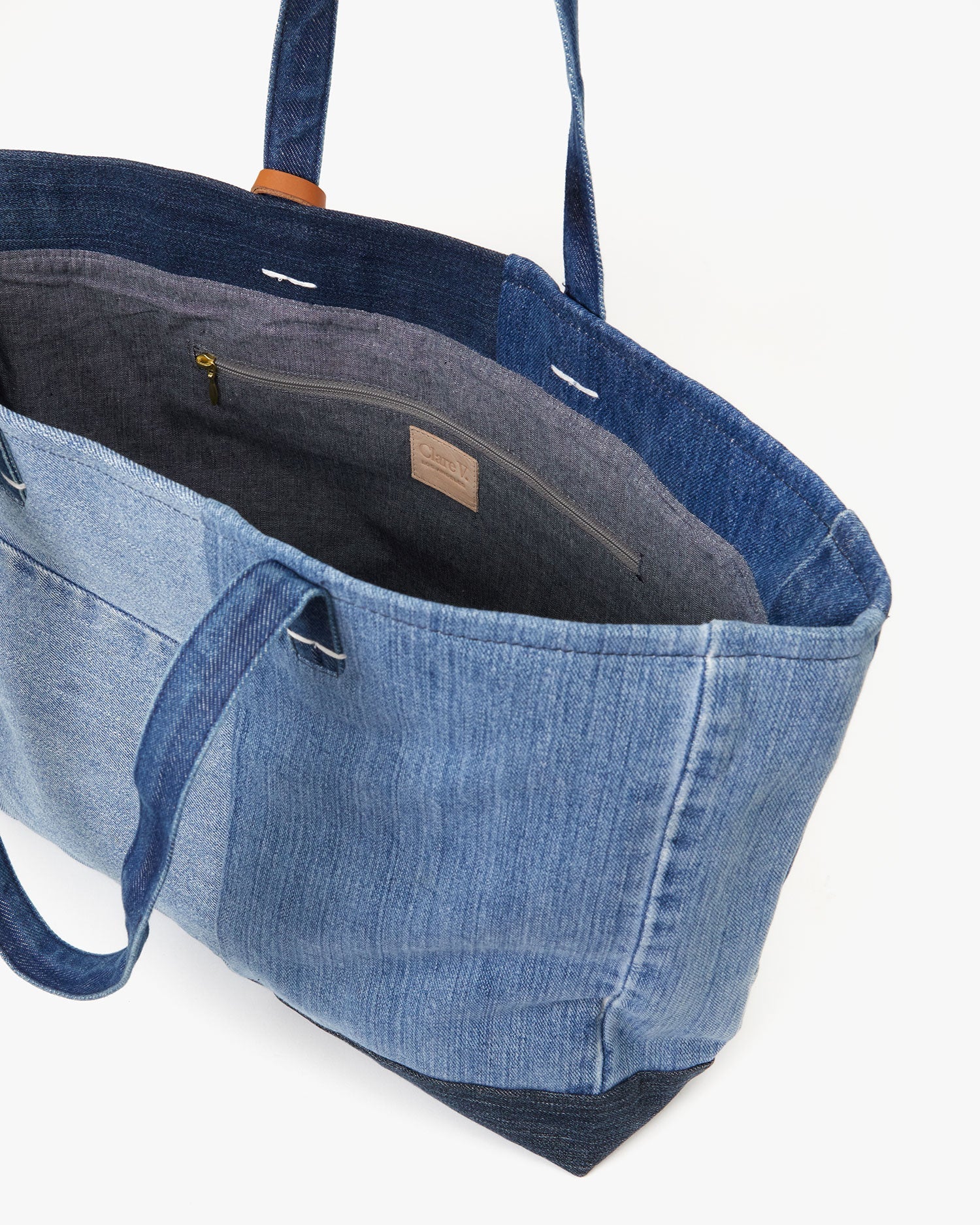 Voile Tote | Washed Denim Patchwork – Well Heeled