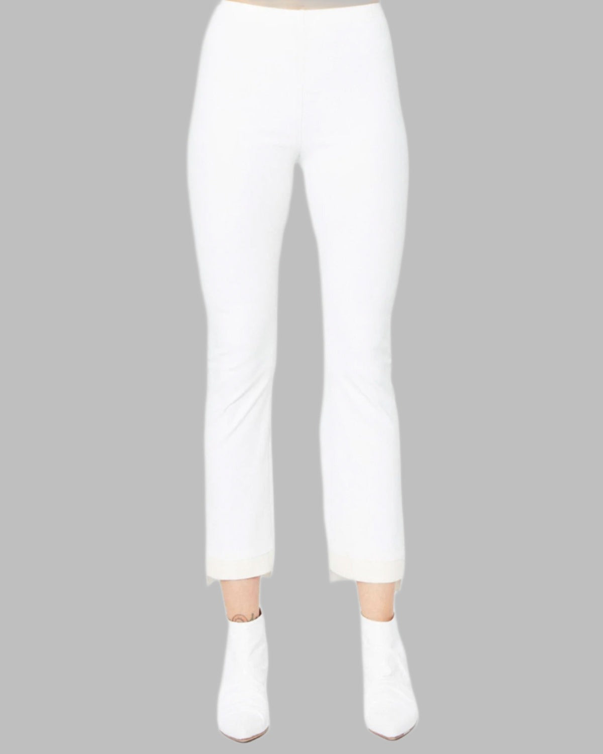 Olga Crop Flare With Step Hem | White – Well Heeled